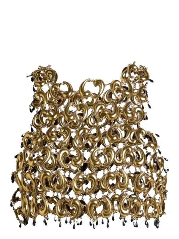 Etro Crop Top With See-through Metal Paisley Details - Brown