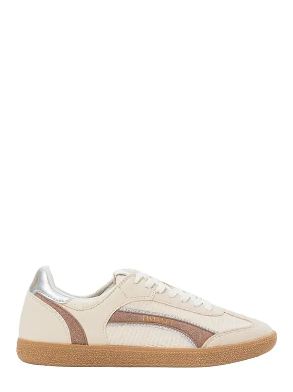 TWINSET Lace-up Panelled Sneakers - Nude