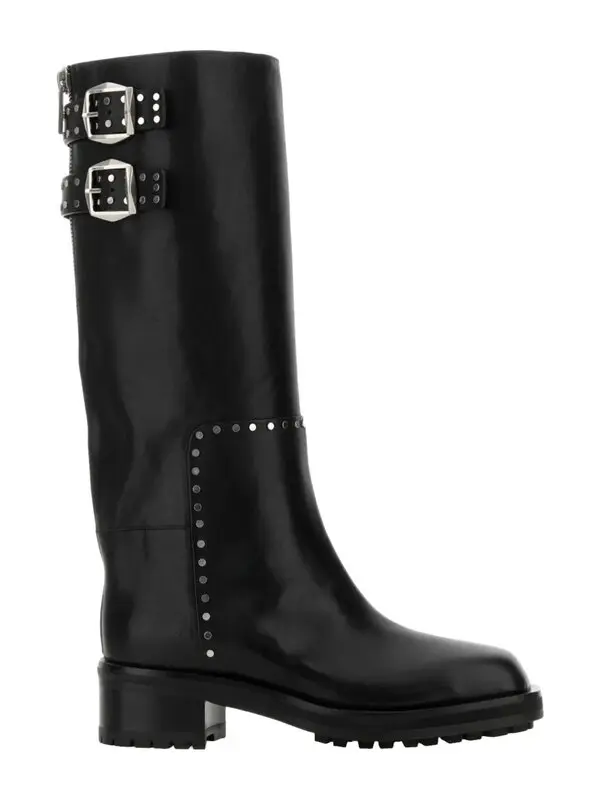 JIMMY CHOO Brooklyn Kb Buckle Studded Boots - Black