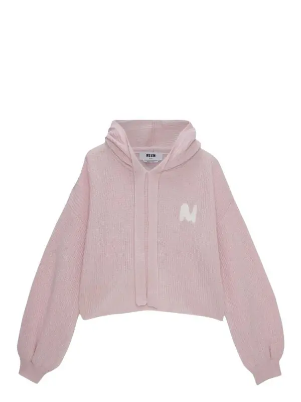 MSGM Logo-embellishment Hooded Sweater - Nude