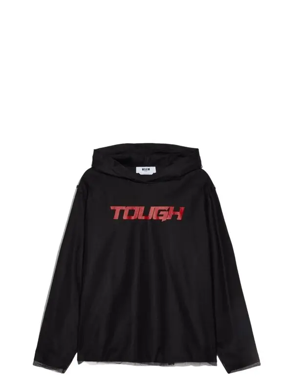 MSGM Long-sleeve Hoodie With Stripe Detail - Black
