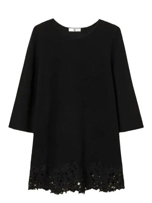 TWINSET Lace-hem Quarter-sleeve Tunic - Black