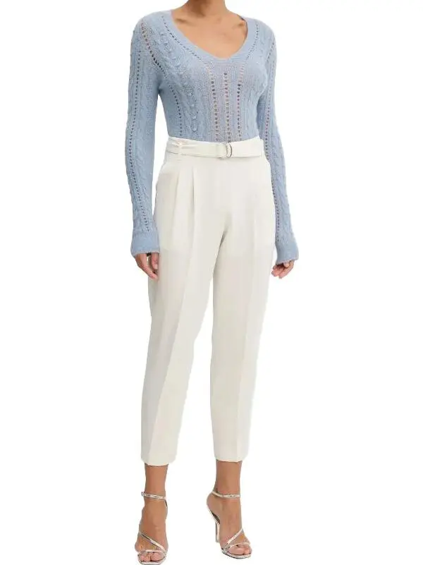 TWINSET Cable-knit V-neck Sweater - White