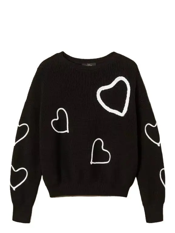 TWINSET Hearts-detail Long-sleeve Sweater - Black