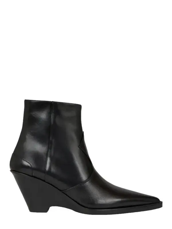 Etro Leather Ankle Boots With Wedge Heel - Black
