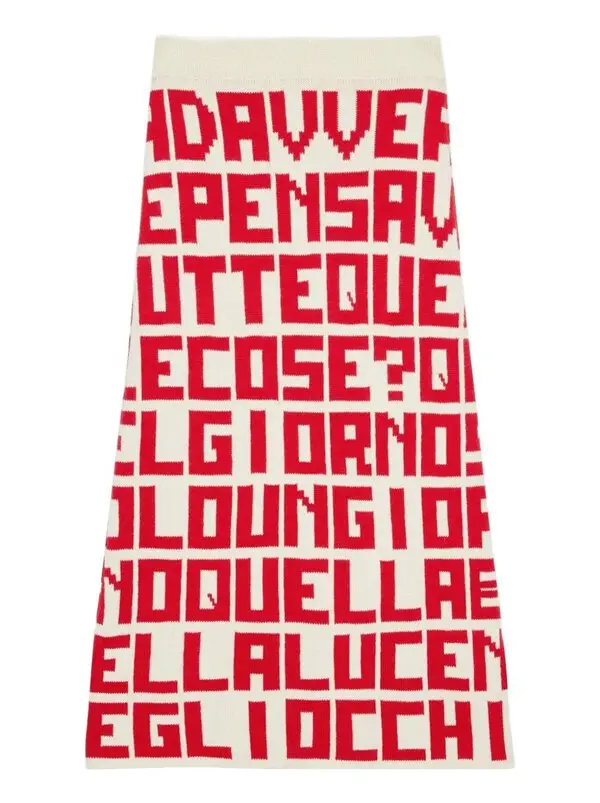 MSGM X Caterina Frongia Jacquard-knit Midi Skirt - Red