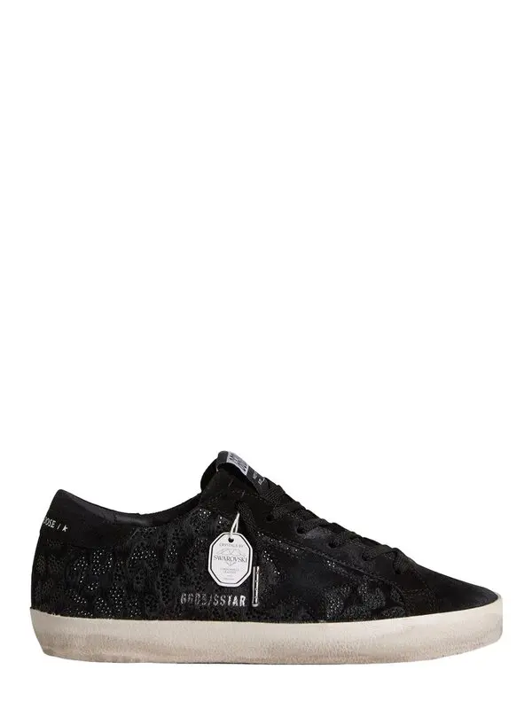 GOLDEN GOOSE Super-star Sneakers In Pony Skin With Swarovski Crystals And Suede - Black