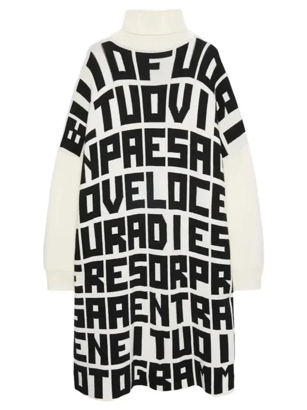 MSGM X Caterina Frongia Roll-neck Printed Midi Dress - Black