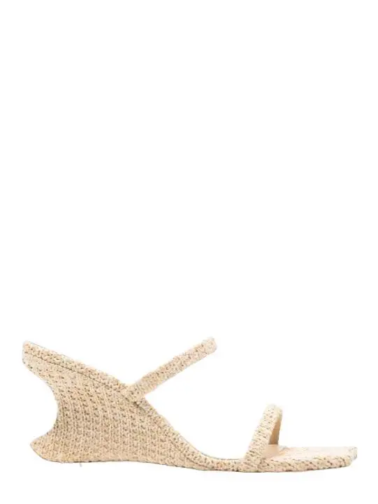 Cult Gaia Raven Woven Wedge Sandals - Nude