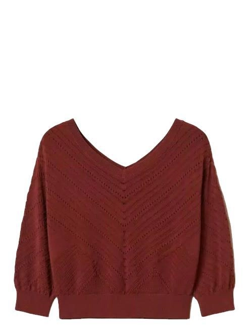 TWINSET Pointelle-knit V-neck Top - Red