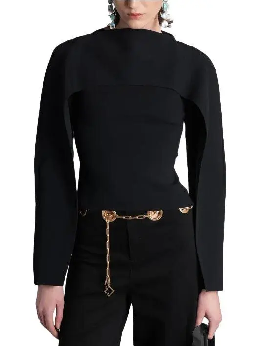Cult Gaia Alka Cape-overlay Blouse - Black