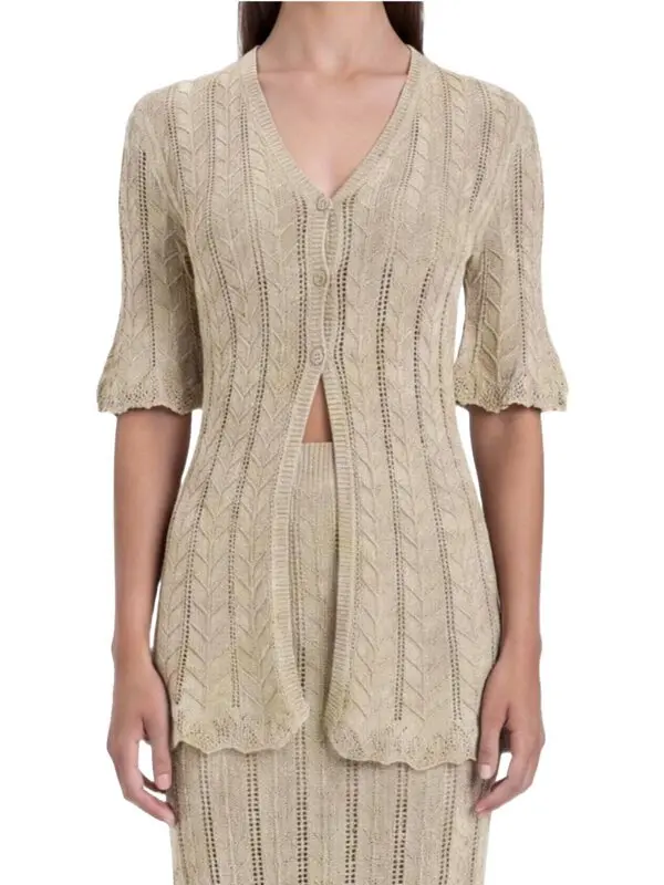 TWINSET Pointelle-knit Chevron-pattern Sweater - Nude