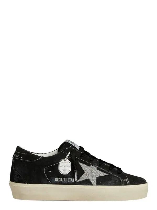 GOLDEN GOOSE Hi Star Suede Sneakers With Swarovski Crystal Star - Black