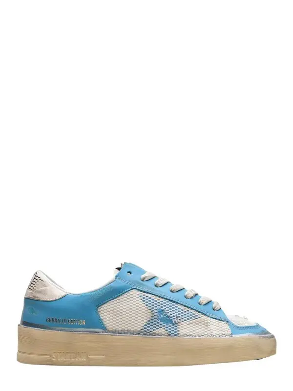 GOLDEN GOOSE Stardan Lab Sneakers In Light Blue Nappa Leather And White Mesh - Nude