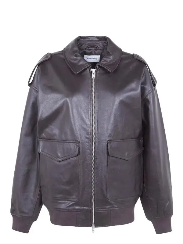 THE FRANKIE SHOP Viper Leather Jacket - Brown