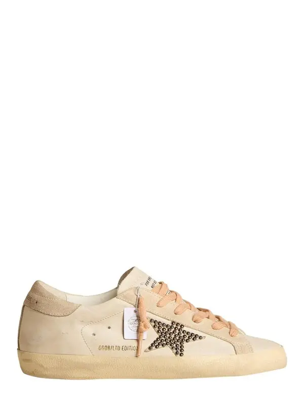 GOLDEN GOOSE Super-star Ltd Sneakers In Leather And Suede With Swarovski Crystals - Nude