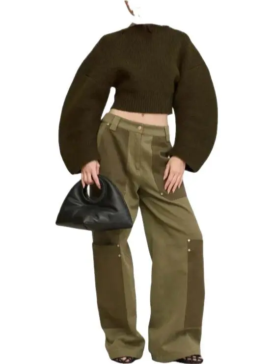 Cult Gaia Ella Balloon-sleeve Ribbed-knit Sweater - Black