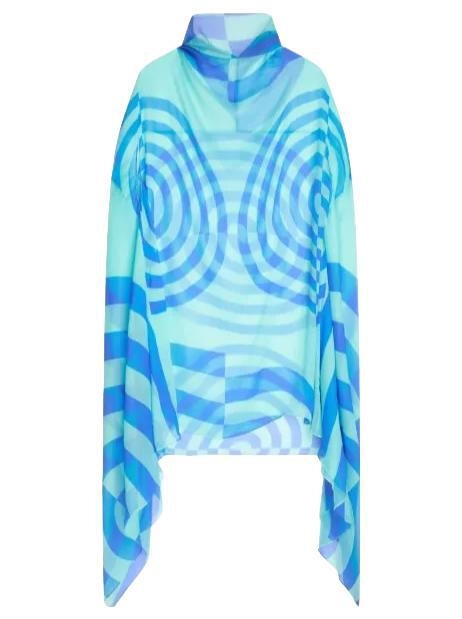 Dries Van Noten Patterned Cape Dress - Blue
