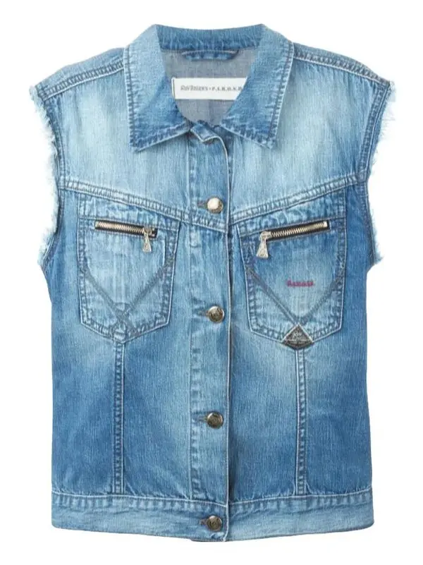 P.a.r.o.s.h Embroidered Denim Vest - Blue