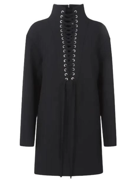Khaite Lace-up High-neck Lee Dress - Black