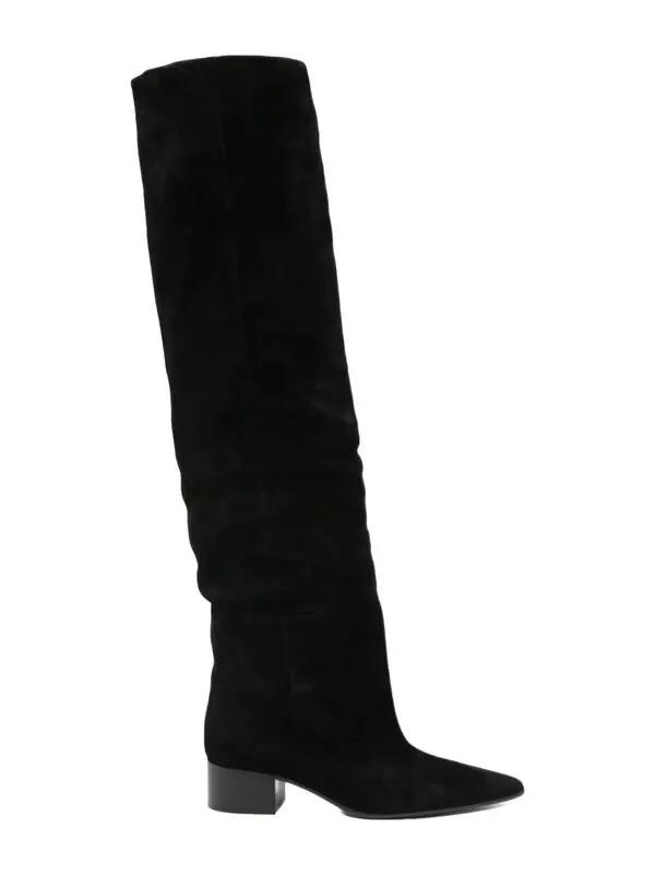 Khaite 40mm Pointed-toe Suede Boots - Black