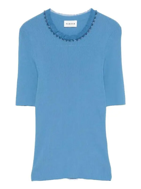 P.a.r.o.s.h Bead-embellished T-shirt - Blue