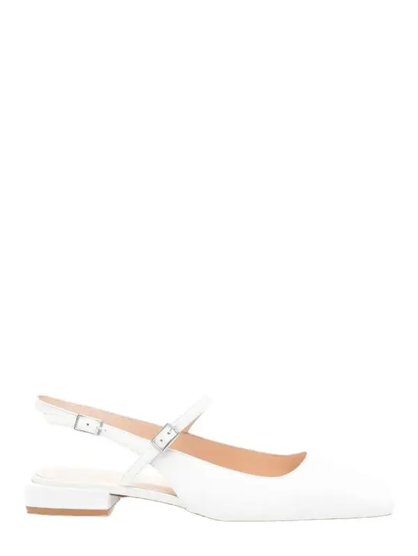 P.a.r.o.s.h Leather Flat Slingback Pumps - White