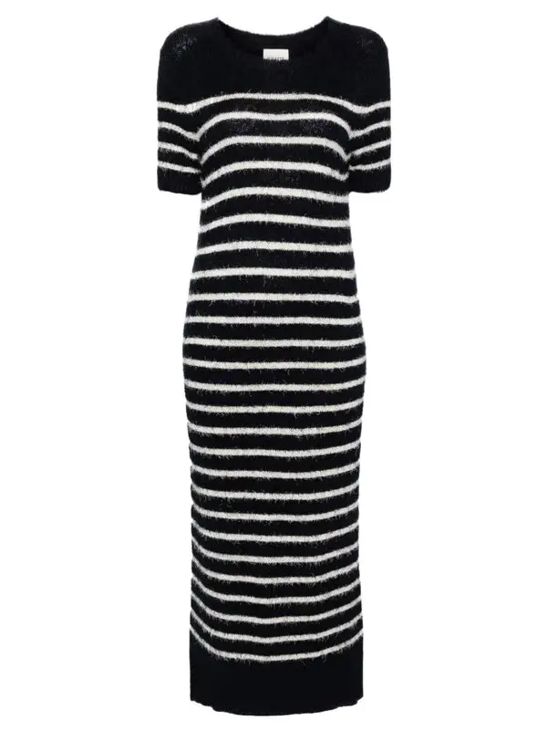 Khaite Striped Cashmere-silk Knit Tube Dress - Black