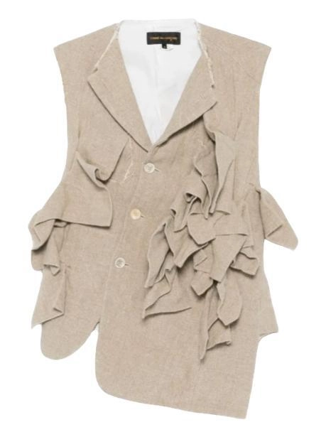 Comme Des Garçons Diagonal Single-breasted Sleeveless Jacket - Light Brown
