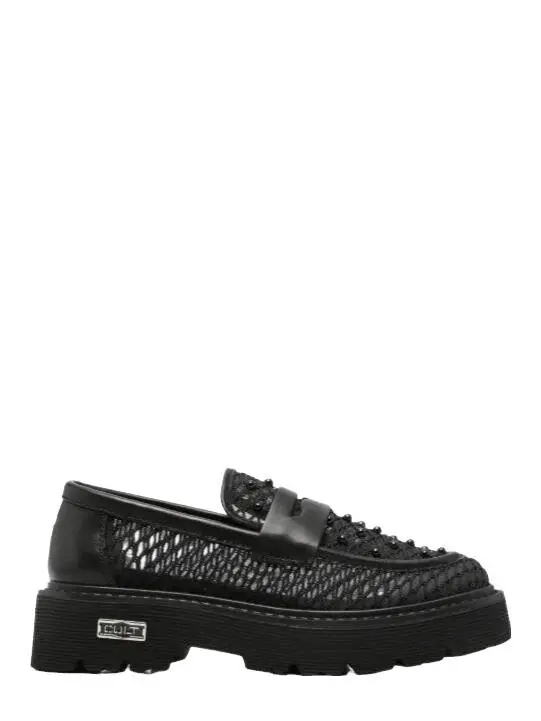 Cult Gaia Slash Beaded Leather Sneakers - Black