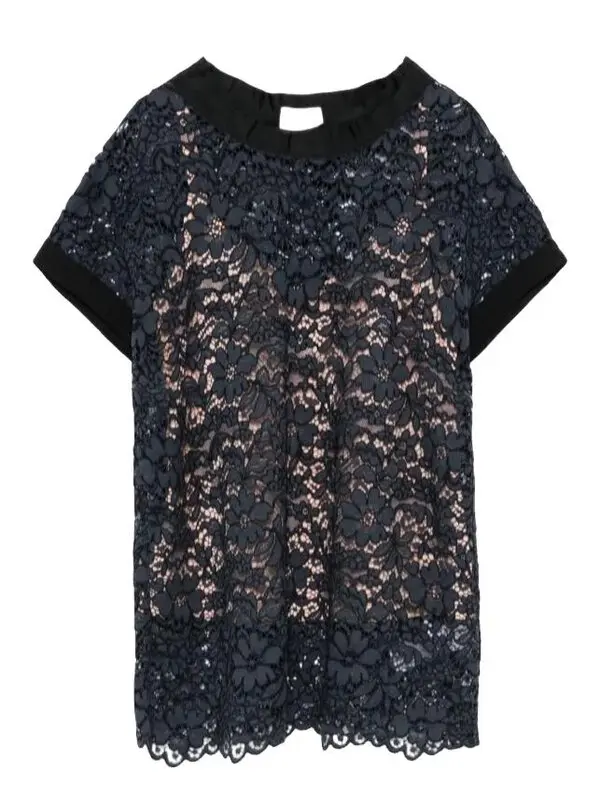 P.a.r.o.s.h Corded-lace T-shirt - Black