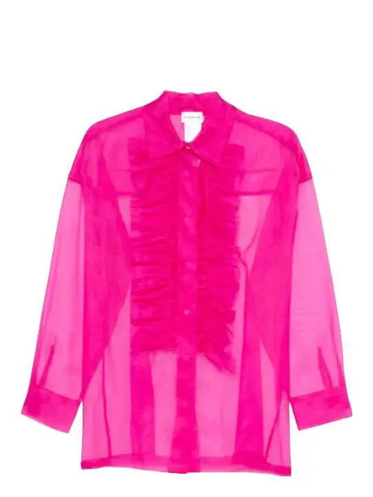 P.a.r.o.s.h Sheer Ruffled Silk Shirt - Fuxia