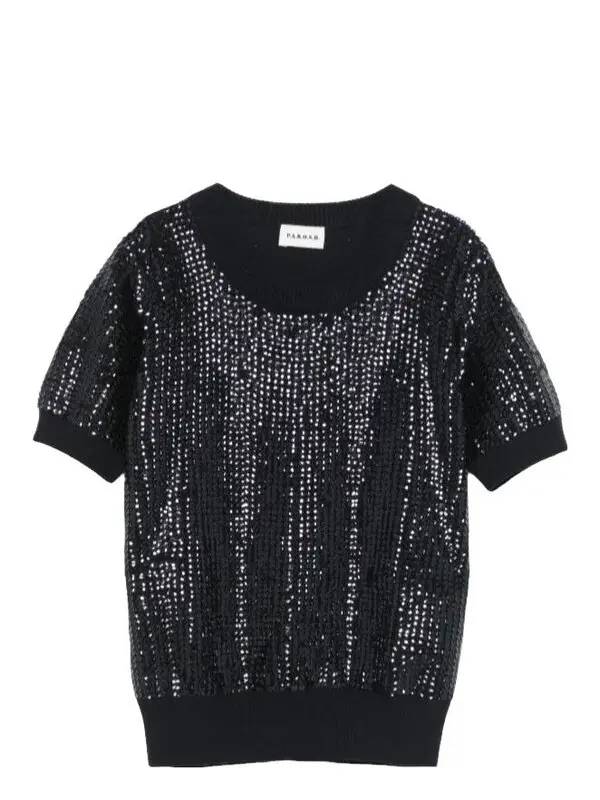 P.a.r.o.s.h Sequin-embellished T-shirt - Black