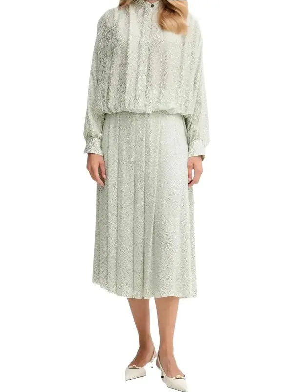 FORTE_FORTE Button Pleated Midi Skirt - Green