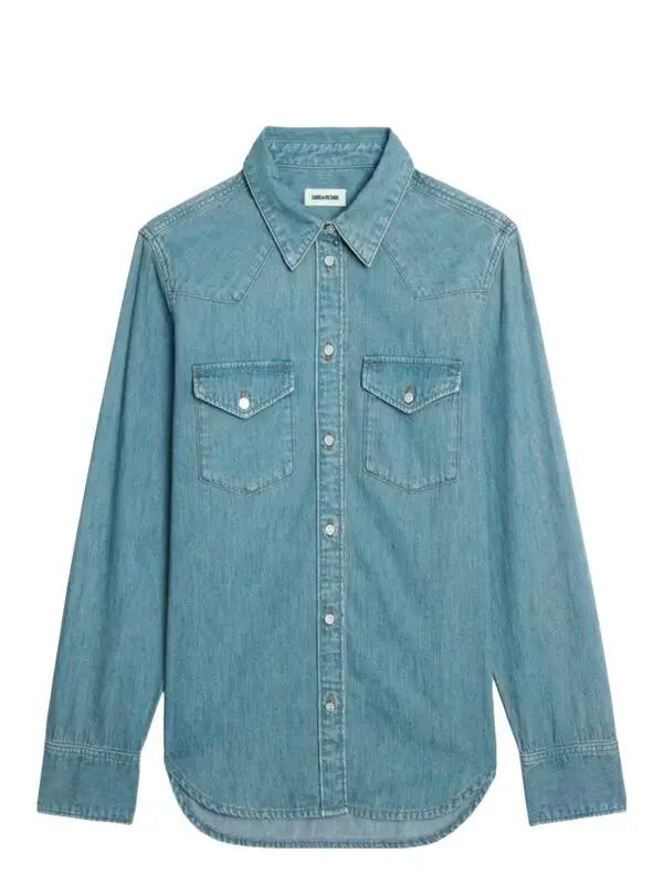Zadig&Voltaire Jeweled Button Flap-pockets Shirt - Lightblue