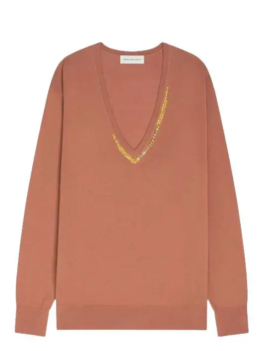 Dries Van Noten Embellished V-neck Knitwear - Pink