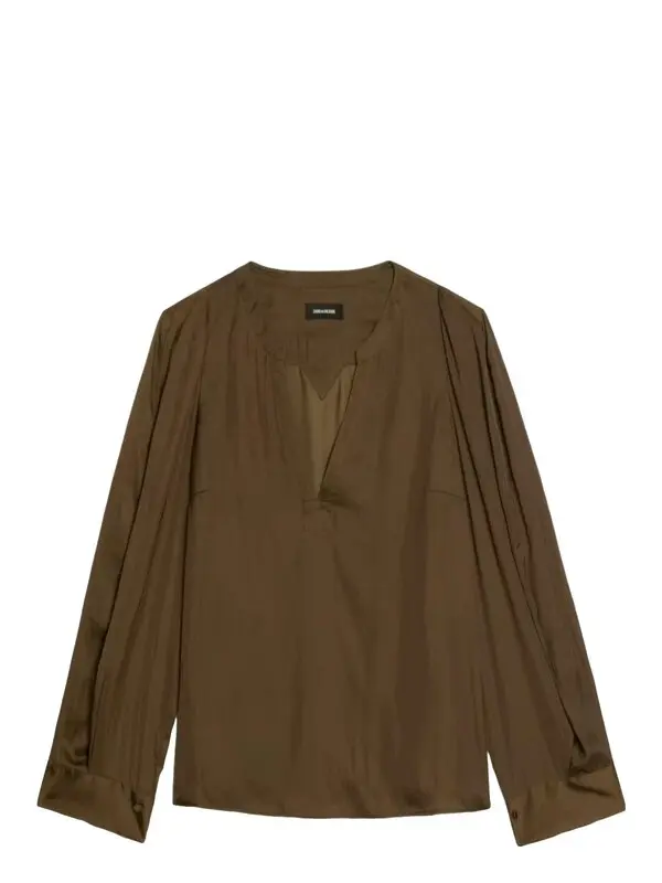 Zadig&Voltaire Torny V-neck Satin Blouse - Moss