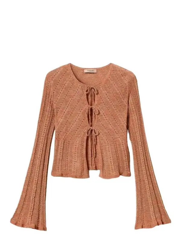 TWINSET Tie-front Knitted Cardigan - Brown