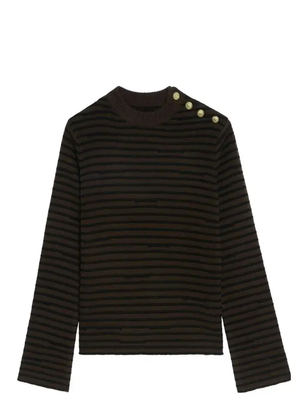 Zadig&Voltaire Striped Button-detailed Sweater - Darkchocolate