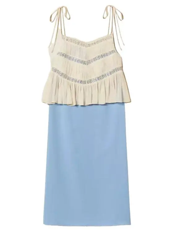 TWINSET Lace-trim Midi Dress - Blue
