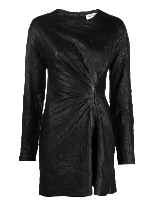 Zadig&Voltaire Rixina Gathered Leather Minidress - Noir