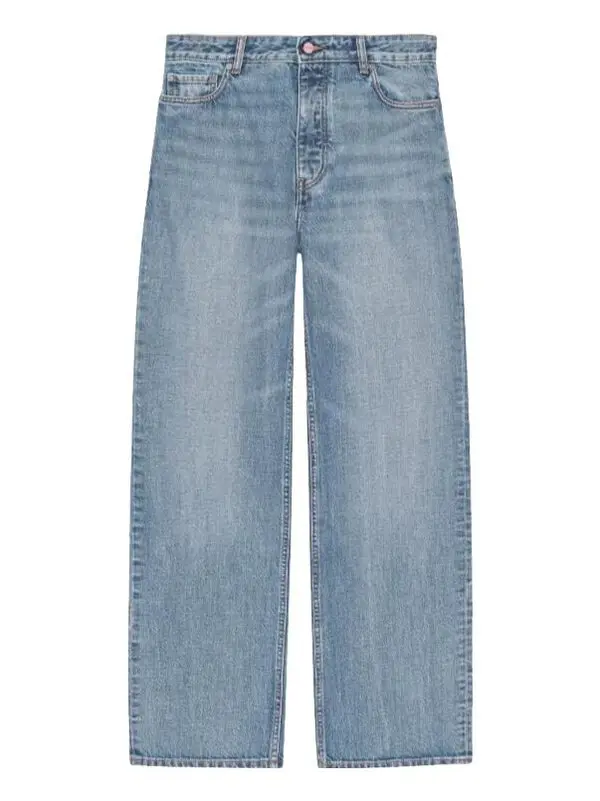 GANNI Logo-patch Denim Jeans - Blue
