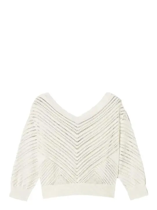 TWINSET V-neck Pointelle-knit Pullover - White