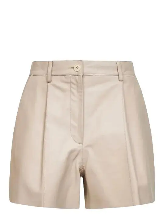 P.a.r.o.s.h Pleated Leather Shorts - Ivory