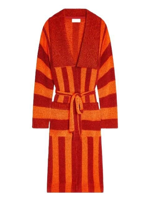 Dries Van Noten Belted Striped Cardigan - Red