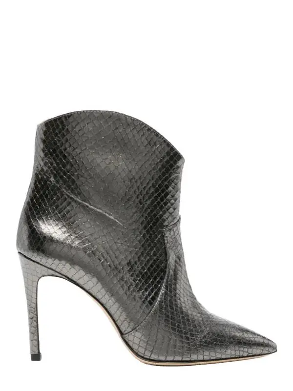 P.a.r.o.s.h Metallic Snake Pattern Leather High Boots - Black