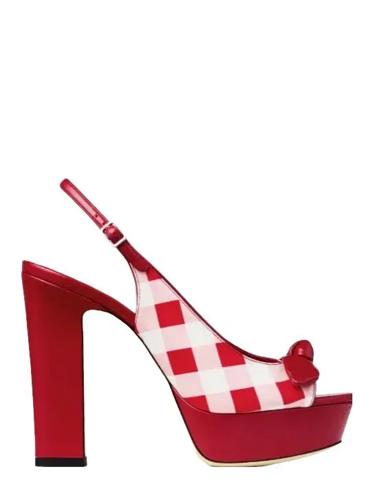 JIMMY CHOO Bow Checked Sandals - Red