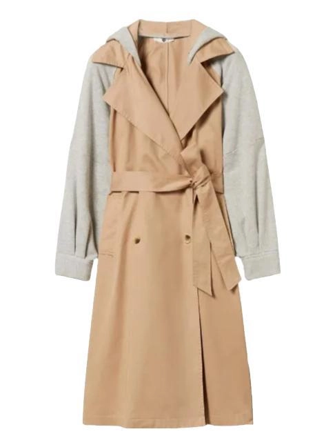 TWINSET Gabardine Plush Trench Coat - Nude