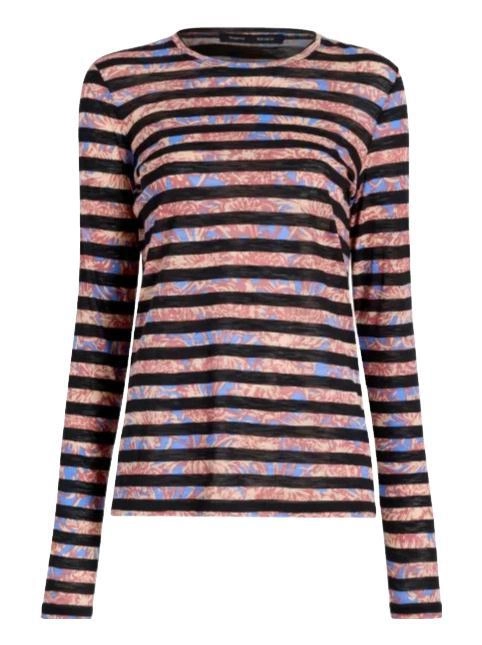Proenza Schouler Mia Printed Striped Top - Black