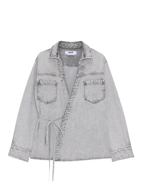 MSGM Patch Pocket Tie Shirt - Gray